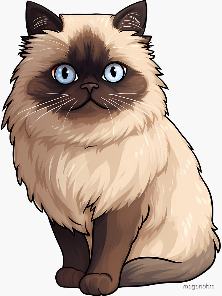 "Himalayan Majesty Hand-drawn Cat Royalty" Sticker for Sale by meganohm ...