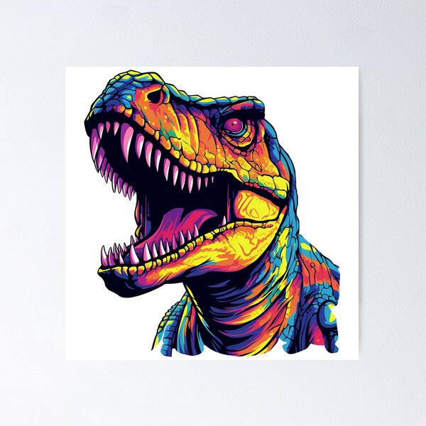 "Dino-Rainbow, A Burst of Color" Poster for Sale by pkk1designsart ...
