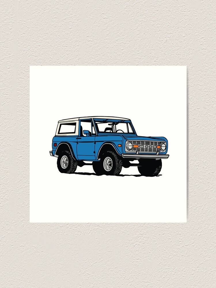 "Vintage Blue Ford Bronco Line Drawing" Art Print for Sale by eknicole ...