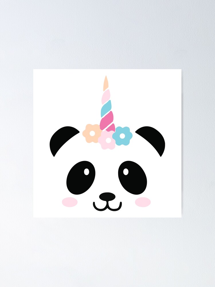 "rose color panda pandacorn unicorn horn" Poster by PineLemon | Redbubble