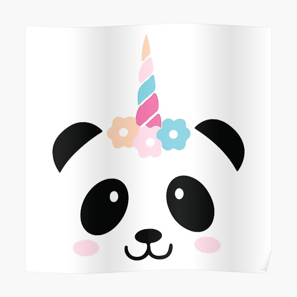 "rose color panda pandacorn unicorn horn" Poster by PineLemon | Redbubble