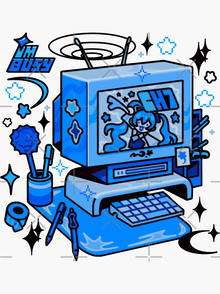 "Y2k Computer Time" Sticker by SilAchan | Redbubble