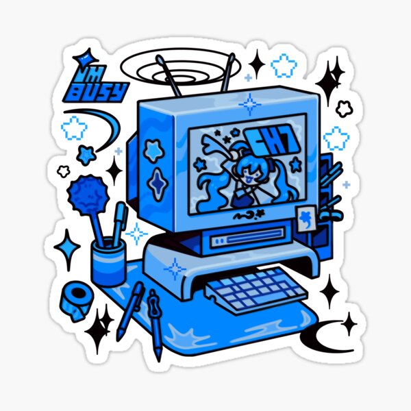 "Y2k Computer Time" Sticker by SilAchan | Redbubble