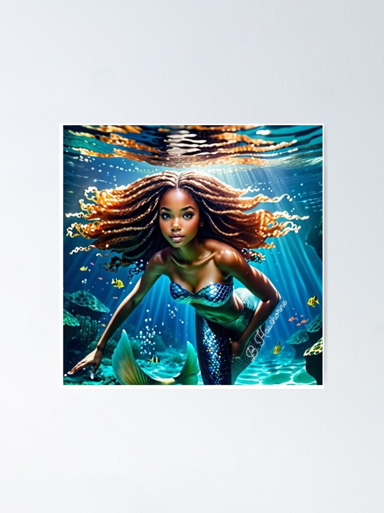 "Ebony Mermaid " Poster for Sale by ArtisanDreamz | Redbubble