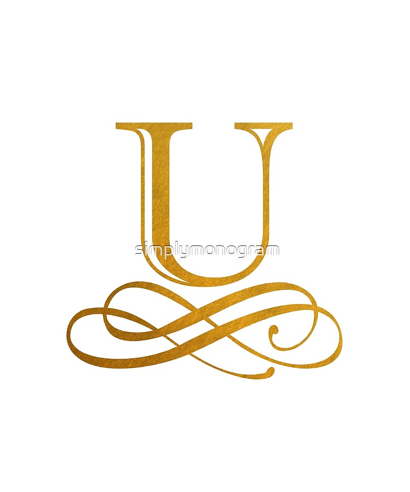 "Monogram U Gold Ribbon Flourish" by simplymonogram | Redbubble