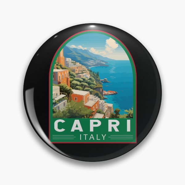 "Capri Italy Travel Art Emblem" Pin for Sale by KrisSidDesigns | Redbubble