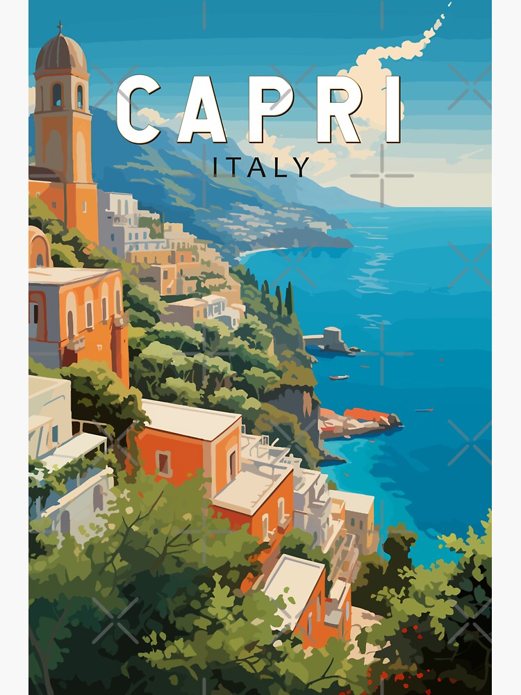 "Capri Italy Travel Art Vintage" Sticker for Sale by KrisSidDesigns ...