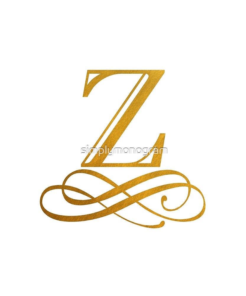 "Monogram Z Gold Ribbon Flourish" by simplymonogram | Redbubble