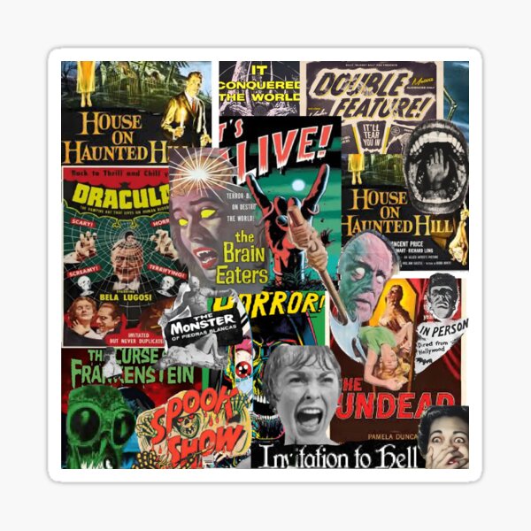 "Vintage Horror Movies " Sticker for Sale by LinaBlackroze | Redbubble