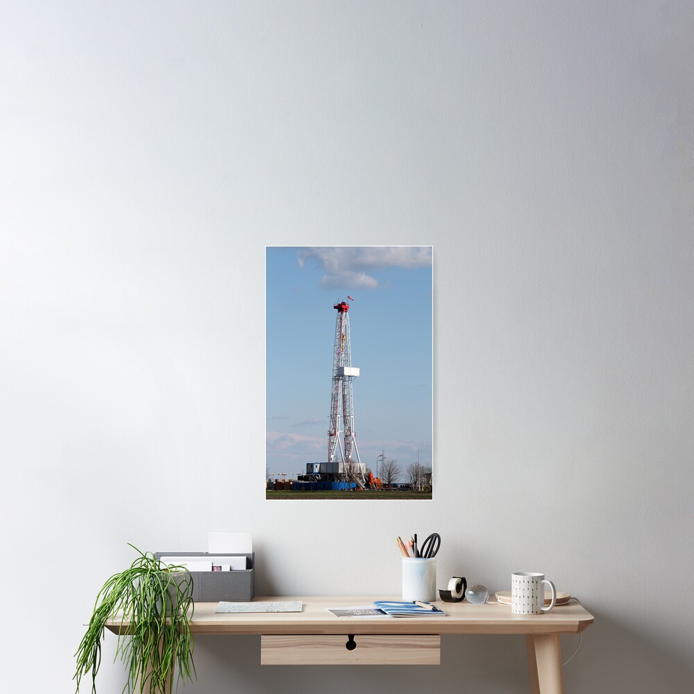 "land oil drilling rig on field" Poster for Sale by goceris | Redbubble