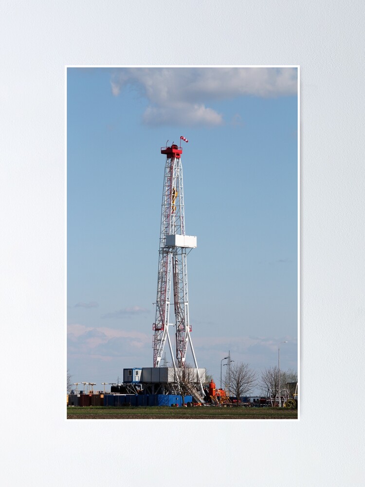 "land oil drilling rig on field" Poster for Sale by goceris | Redbubble