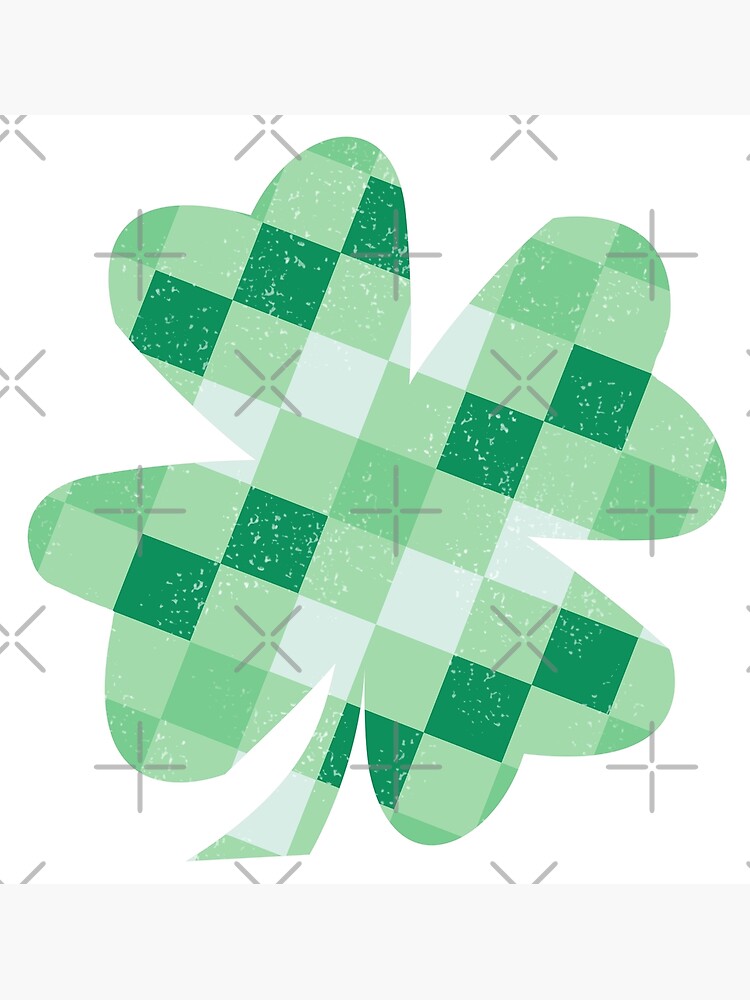 "Green Checkered Shamrock. Lucky Four Leaf Clover" Canvas Print for ...