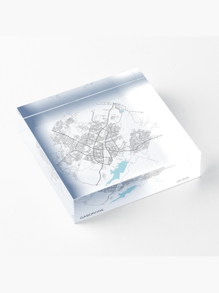 "Gaborone City Map of Botswana - Circle" Acrylic Block for Sale by ...