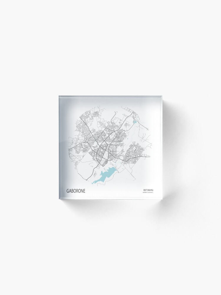 "Gaborone City Map of Botswana - Circle" Acrylic Block for Sale by ...