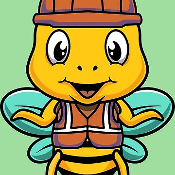 "Cute bee wearing helmet cartoon illustration" Sticker for Sale by ...