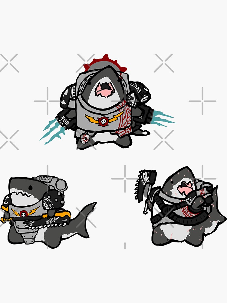 "three vector cute carcharodons great white shark warhammer 40k styles ...