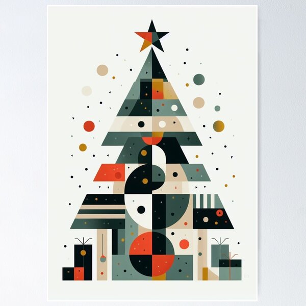 "Nordic Cubism Modern Art Christmas Tree " Poster for Sale by ...
