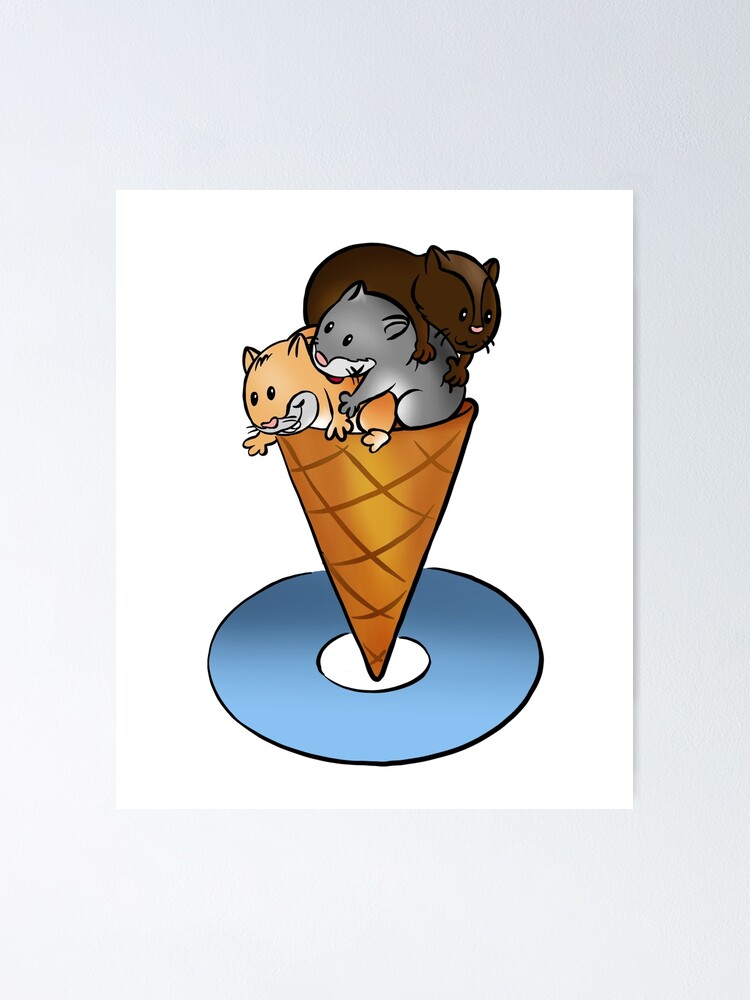 Póster «hámster dulce en cono de helado helado verano Animales Animales ...