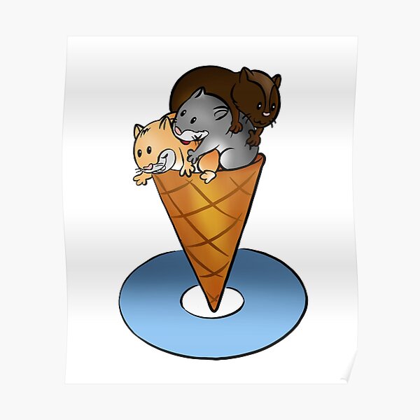 Póster «hámster dulce en cono de helado helado verano Animales Animales ...