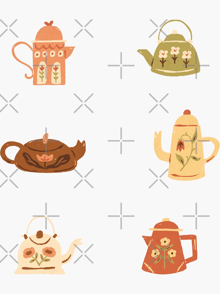 "Little Floral Teapots" Sticker for Sale by ohjessmarie | Redbubble