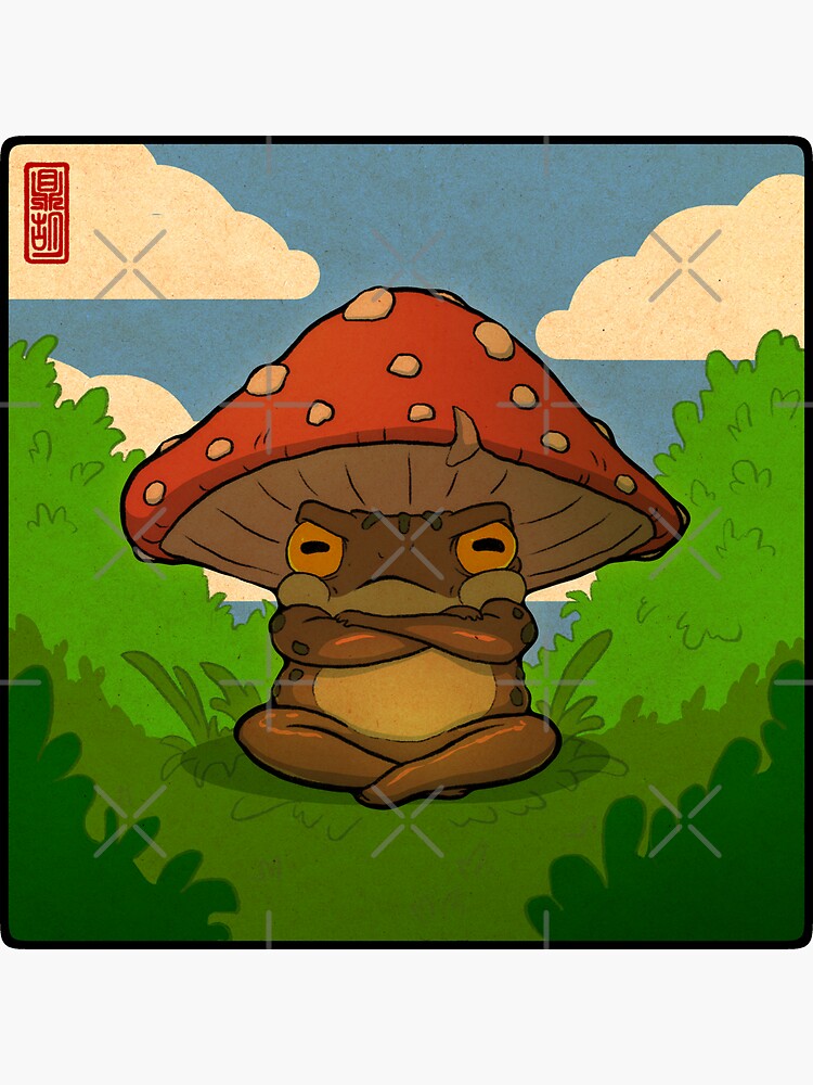 "toad in toadstool hat art" Sticker for Sale by DingHuArt | Redbubble
