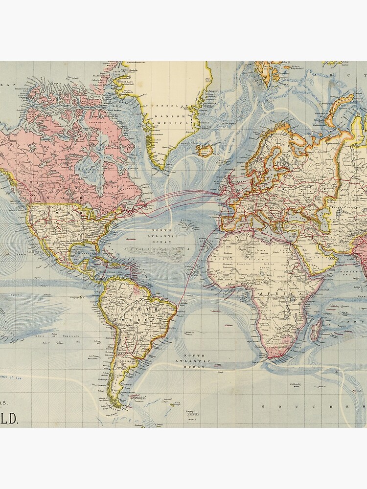 "Vintage Map of The World (1883)" Clock for Sale by BravuraMedia ...