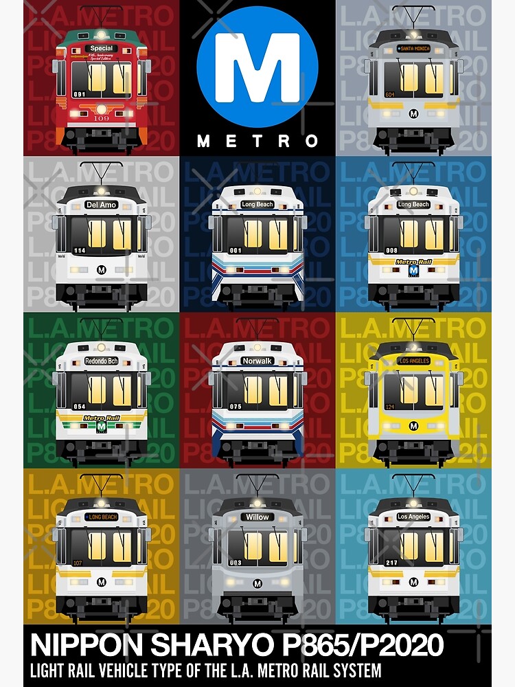 "Los Angeles Metro Rail Nippon Sharyo P865/P2020 Train Collage" Poster ...