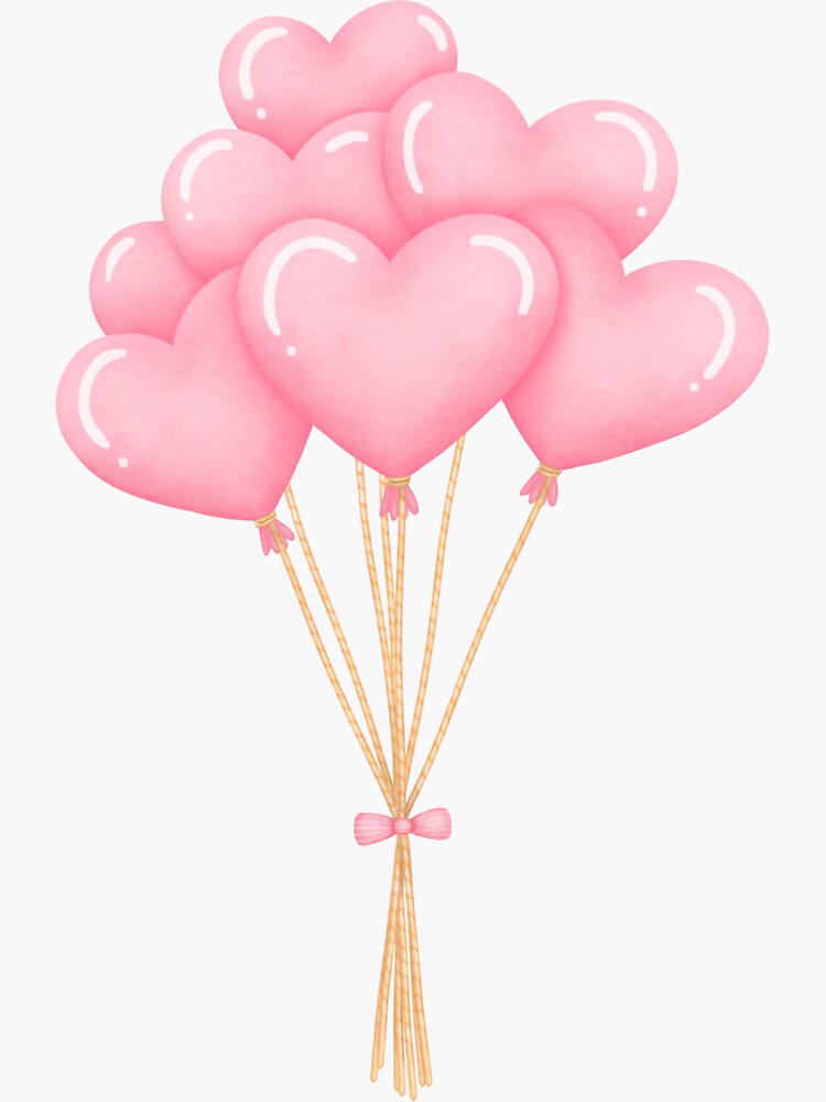 "Pink Heart Balloons" Sticker for Sale by OutbreakDesigns | Redbubble