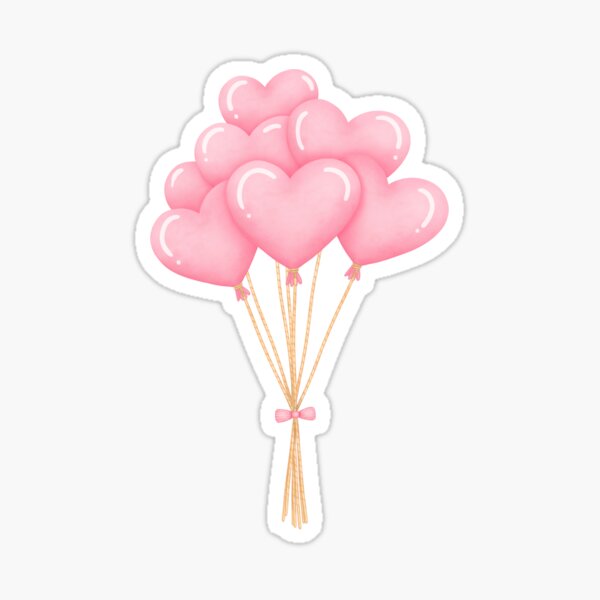 "Pink Heart Balloons" Sticker for Sale by OutbreakDesigns | Redbubble