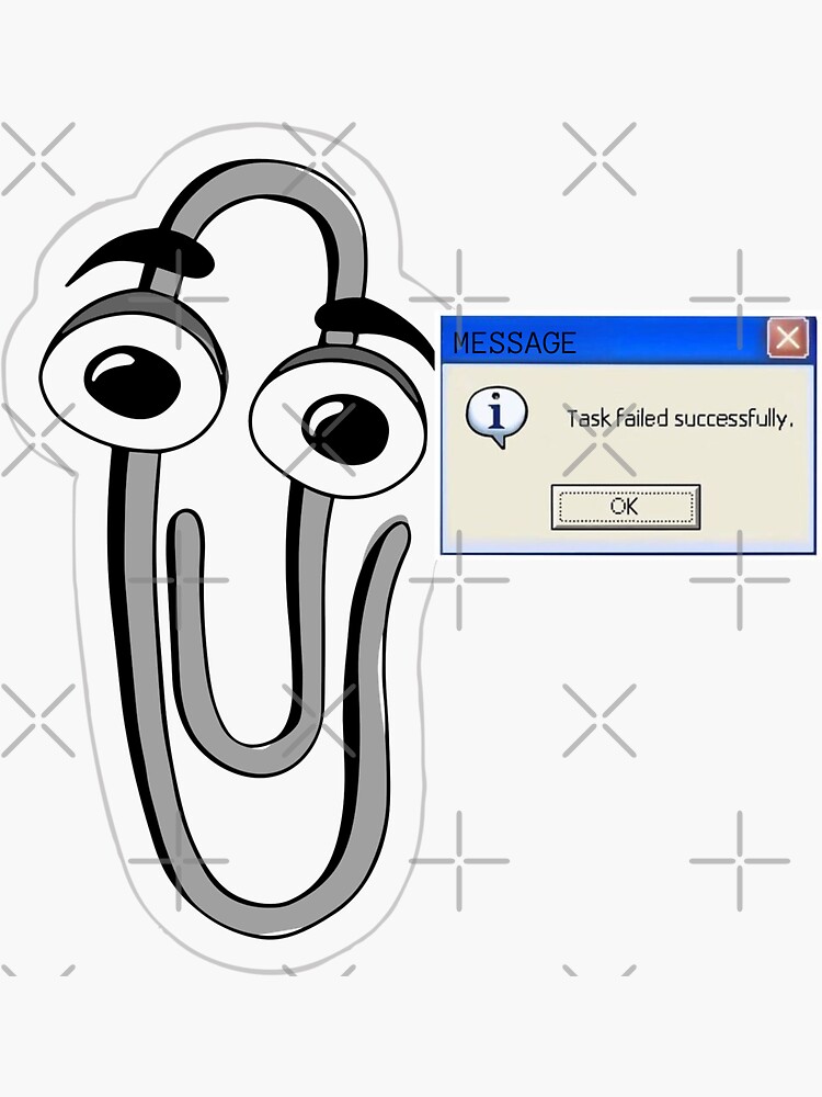 "clippy assistant task failed sucessfuly 20's nostagia" Sticker for ...