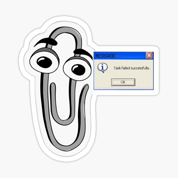 "clippy assistant task failed sucessfuly 20's nostagia" Sticker for ...