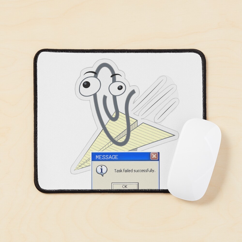 "clippy riding paper plane office assistant task failed sucessfuly 20's ...