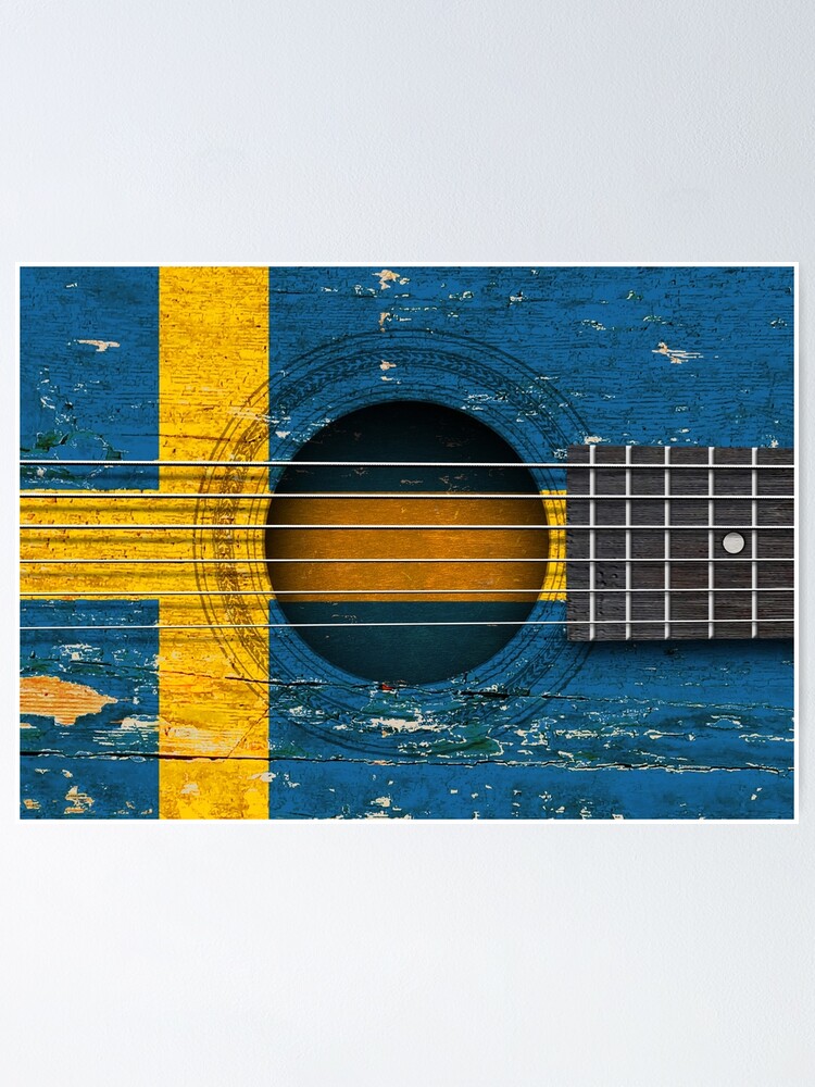 "Old Vintage Acoustic Guitar with Swedish Flag" Poster by JeffBartels ...
