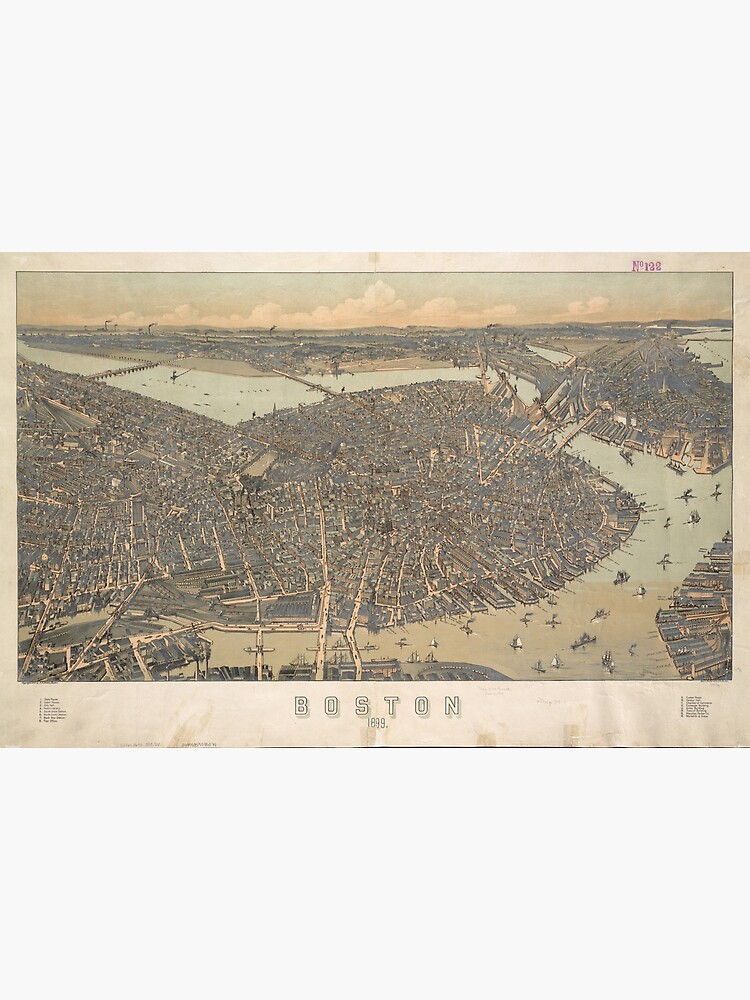"Vintage Pictorial Map of Boston MA (1899)" Poster for Sale by ...