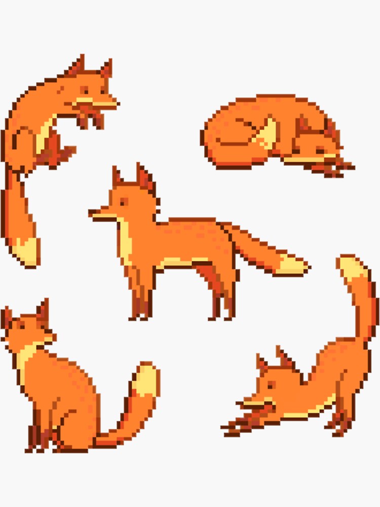 "foxes pixel art" Sticker for Sale by BashPIXIE | Redbubble