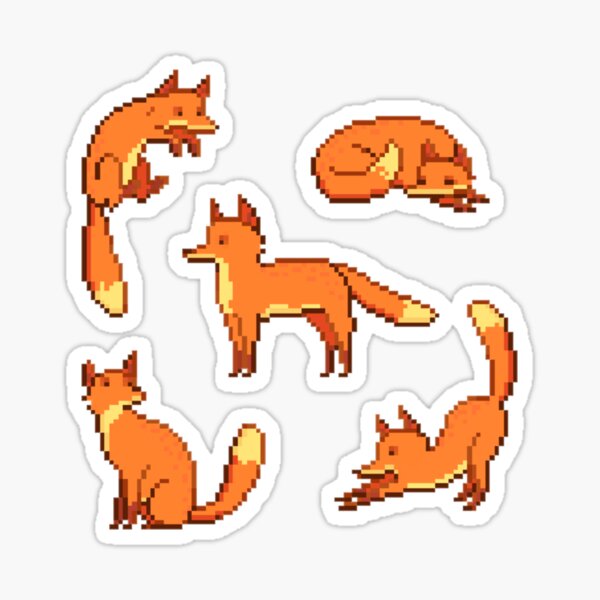 "foxes pixel art" Sticker for Sale by BashPIXIE | Redbubble