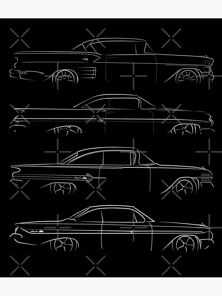 "The Evolution of the Impala: 1958-1961 (profile stencil, white)" Art ...