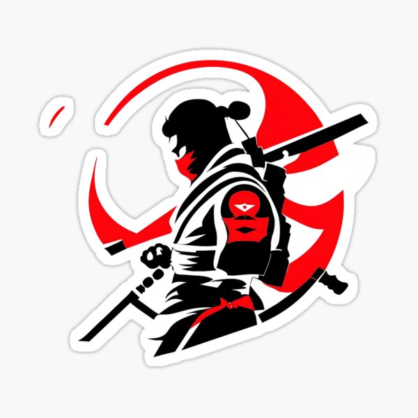 " Samurai with sword Digital Art, with black and white" Sticker for ...