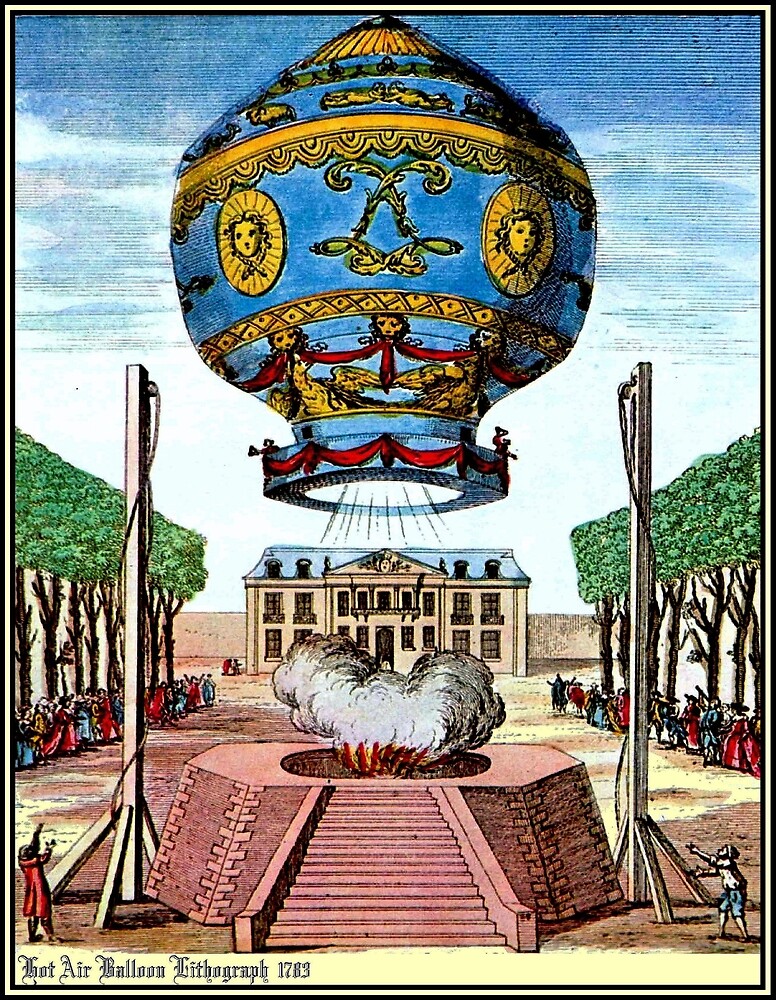 "HOT AIR BALLOON LITHOGRAPH 1783 A RARE PRINT" by posterbobs | Redbubble