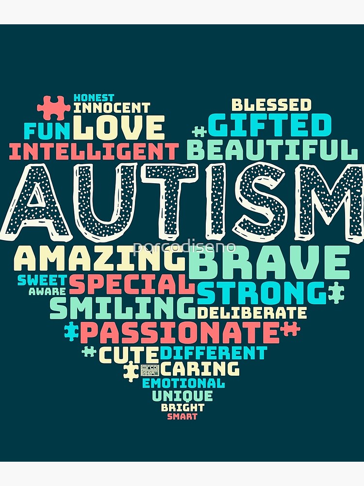 "Colorful Heart Puzzle Autistic Love Autism Awareness" Poster by ...