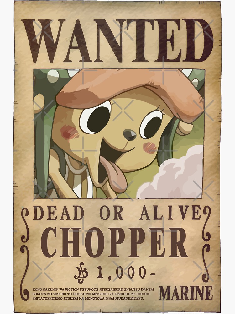 "Chopper Latest Bounty" Sticker for Sale by deathanarchy | Redbubble