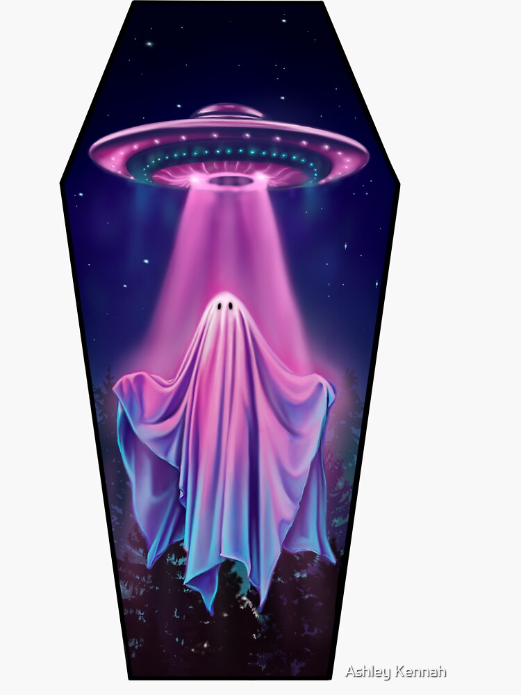 "UFO Ghost Abduction" Sticker for Sale by Ashley Kennah | Redbubble