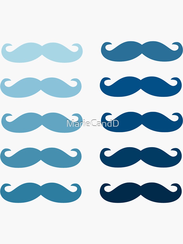 "Blue Gradient Movember Mustaches Sticker Pack" Sticker for Sale by ...