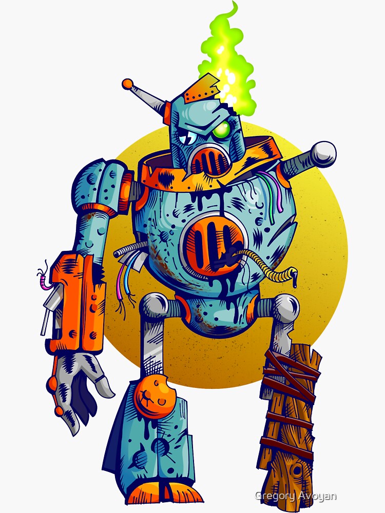 "Undead Robot" Sticker for Sale by G-Avoyan | Redbubble