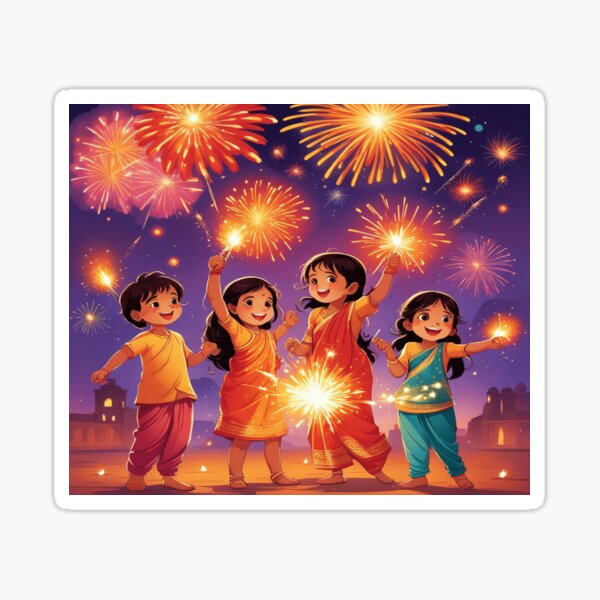 "Diwali Festival Gifts Diya Firecrackers" Sticker for Sale by ...