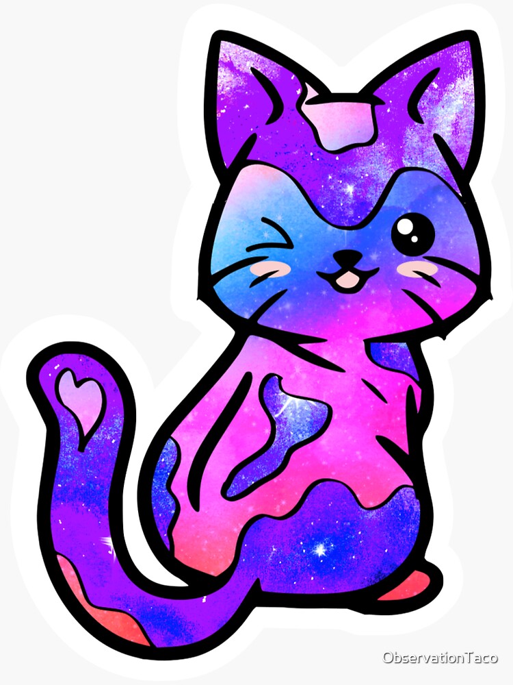 "Galaxy Cats Winking Kitty" Sticker for Sale by ObservationTaco | Redbubble
