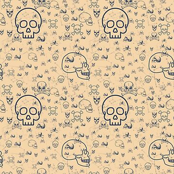 "Assorted Skulls: Halloween Macabre Pattern Beige" Sticker for Sale by ...