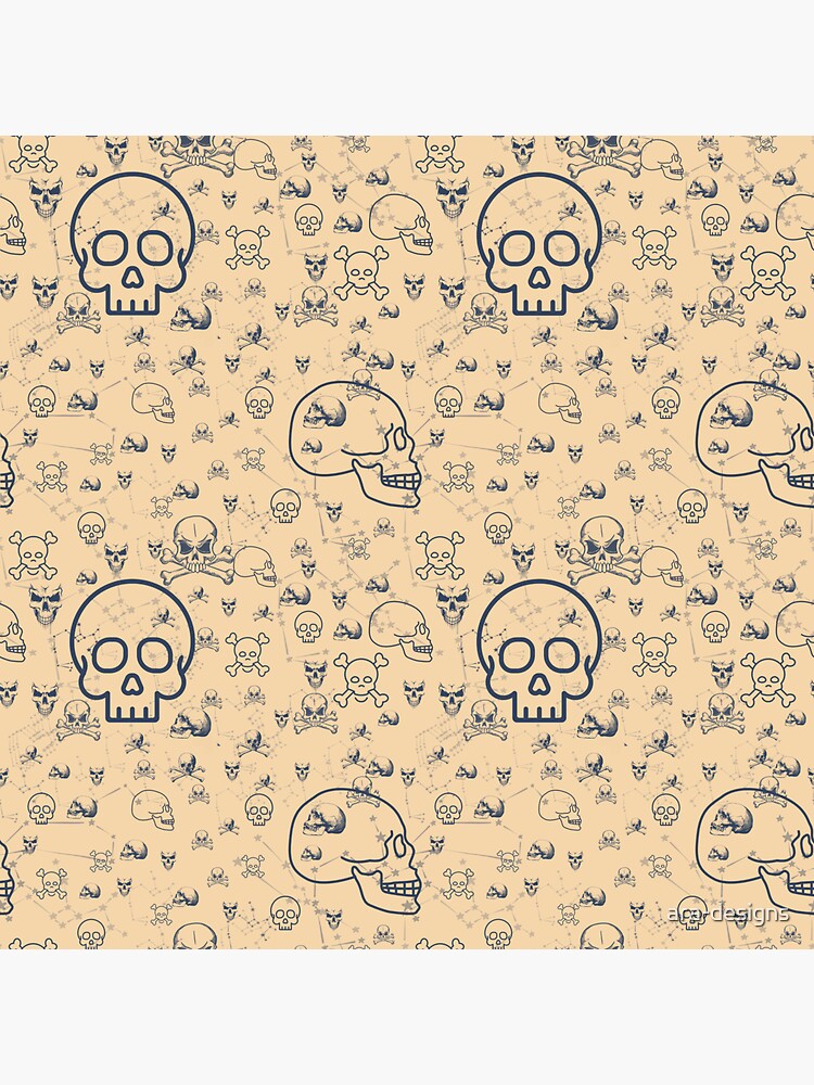 "Assorted Skulls: Halloween Macabre Pattern Beige" Sticker for Sale by ara-designs | Redbubble