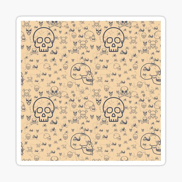 "Assorted Skulls: Halloween Macabre Pattern Beige" Sticker for Sale by ...