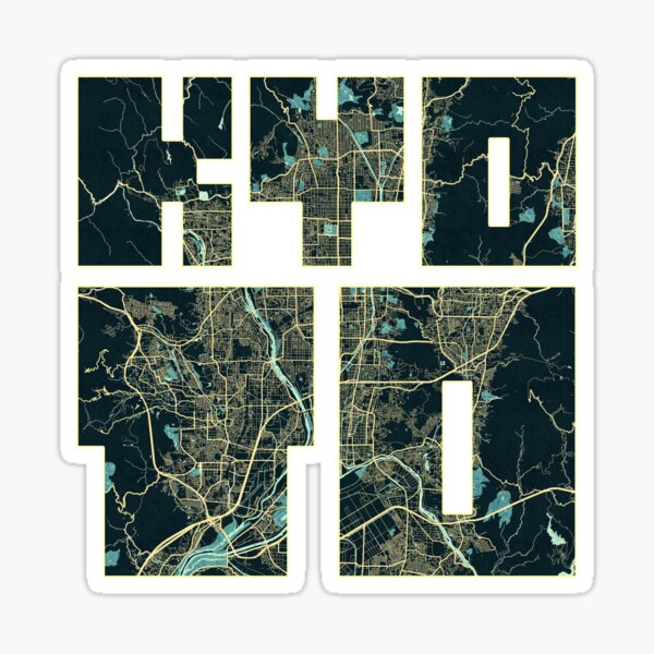 "Kyoto City Map of Japan - Summer" Sticker for Sale by deMAP | Redbubble